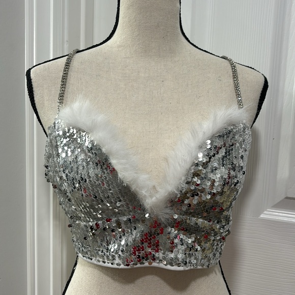 SHEIN | Tops | Fuzzy Trim Crop Cami Top | Poshmark